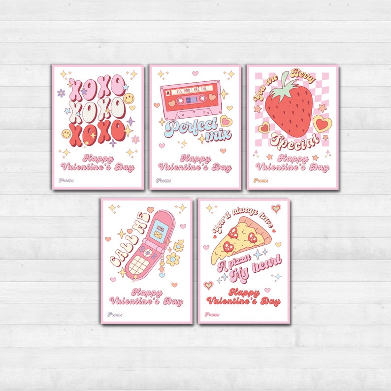Retro Valentine Cards - Printable - Groovy - School Valentine - Class ...