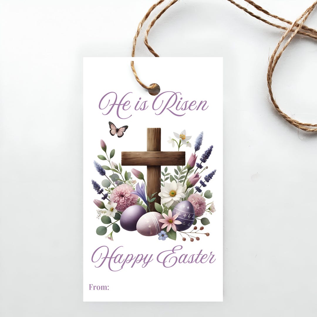 Religious Easter Gift Tags - Printable - He is Risen Tag - Instant ...