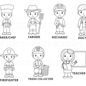 Community Helpers Coloring Pages - Printable - Instant Download - Etsy