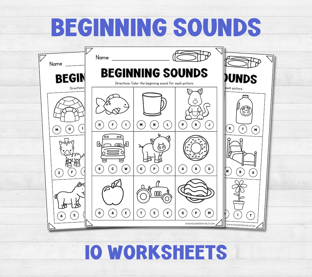 Beginning Sounds - Worksheets - Printable - Kindergarten - Instant ...