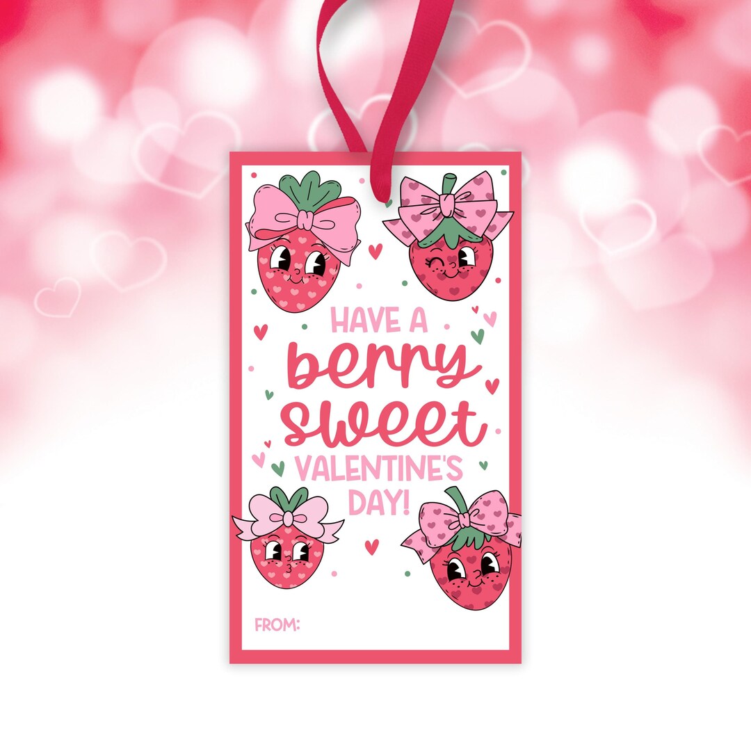 Berry Valentine Gift Tag - Printable - School Valentines - Classroom ...