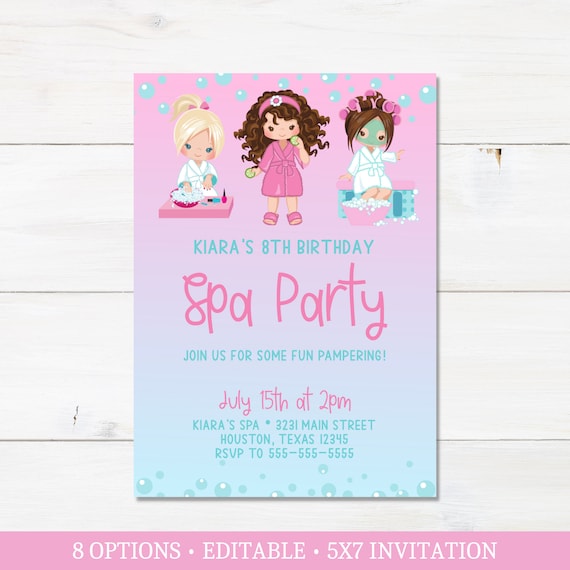Printable Invitations Spa Party Spa Sleep Over Pajama Party Custom