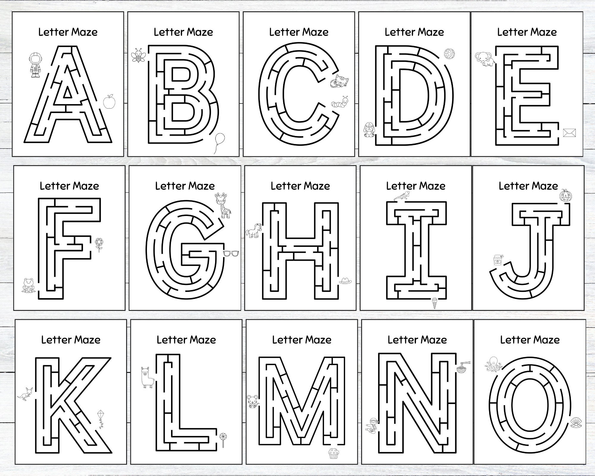 Alphabet Maze - Worksheets - Printable - Instant Download - Etsy