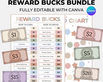 Editable Reward Chart Bundle for Kids - Digital Download With ...
