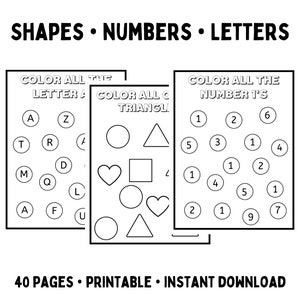 Printable Worksheets Shapes Alphabet Numbers Kindergarten Preschool ...