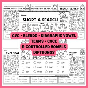 Phonics Worksheets - Printable - Ispy - Search - Cvc - Diagraphs ...