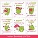 Frog Valentine Cards - Printable - Kids Valentines - School Valentine ...