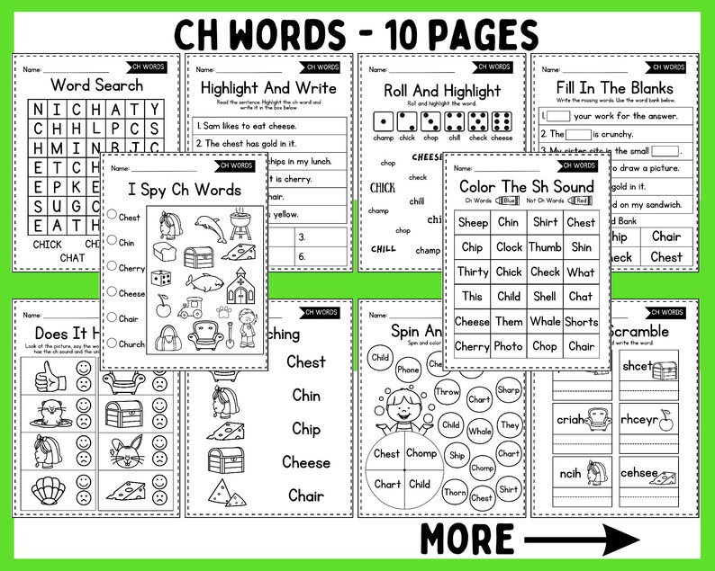Printable Worksheets - Diagraphs - Beginning Sounds - First Grade ...