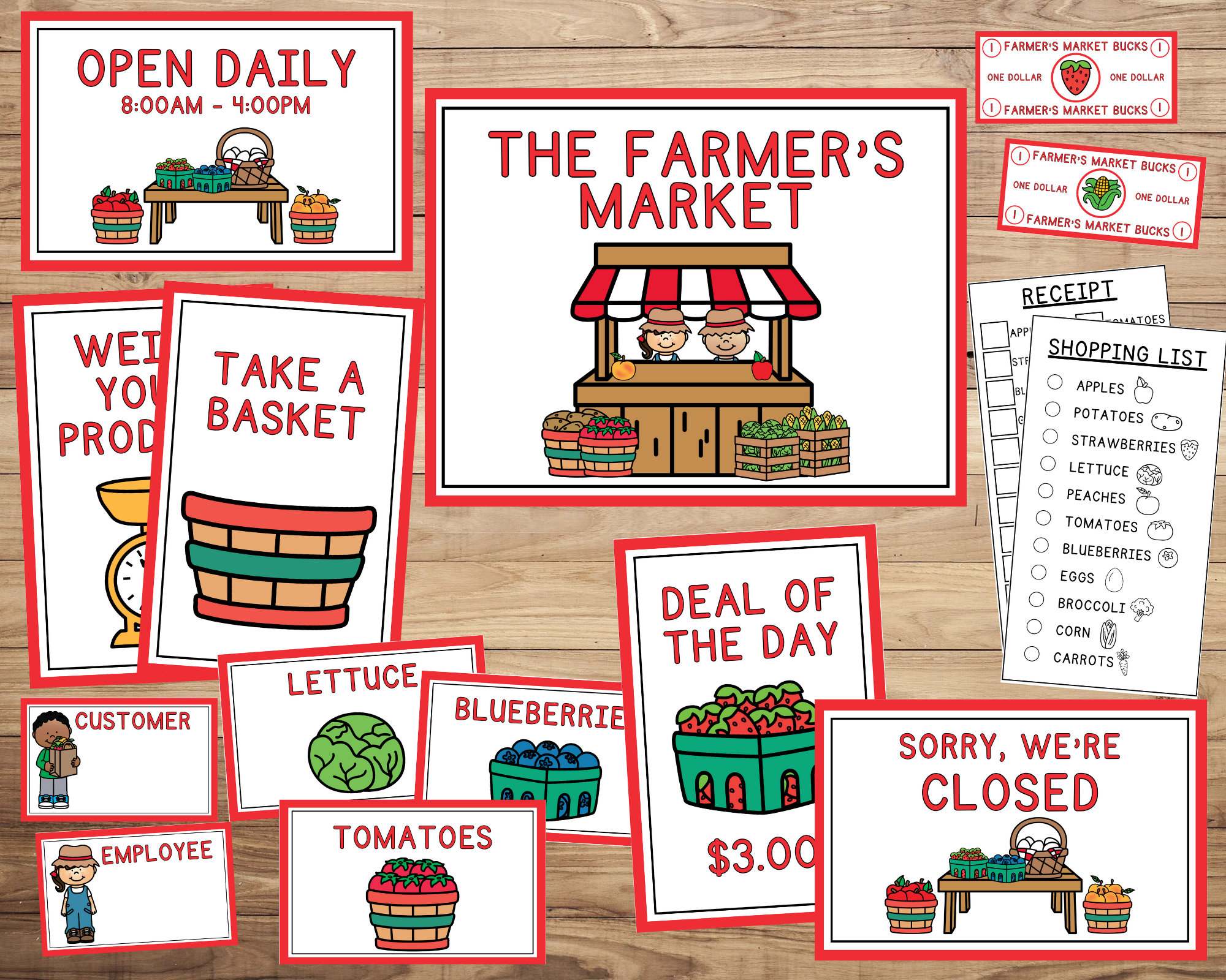 Dramatic Play - Printables - Farmer's Market - Pretend Play - Instant ...