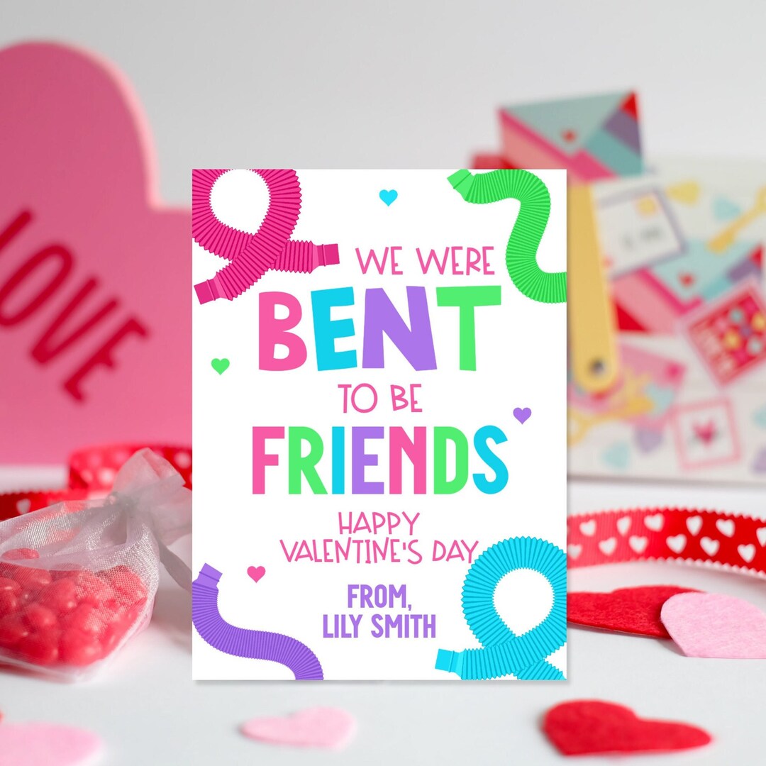 Editable Valentine - Printable - Bent to Be Friends - Fidget Valentine ...