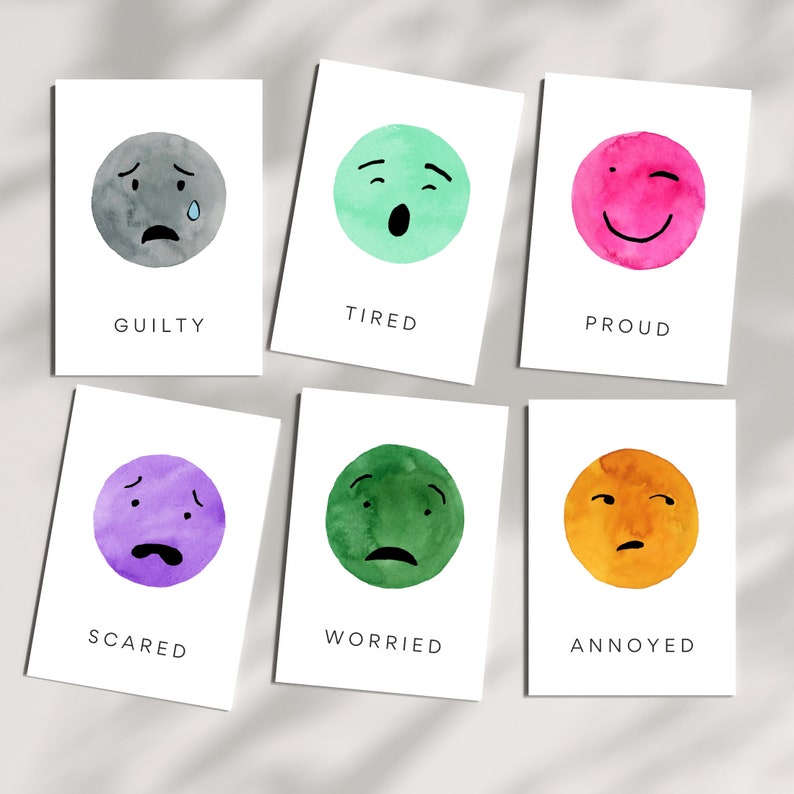 Emotion Flash Cards - Printable - Feelings - Instant Download ...