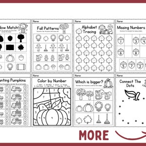 Preschool - Fall Themed - Worksheets - Printable - Homeschool - Teacher ...