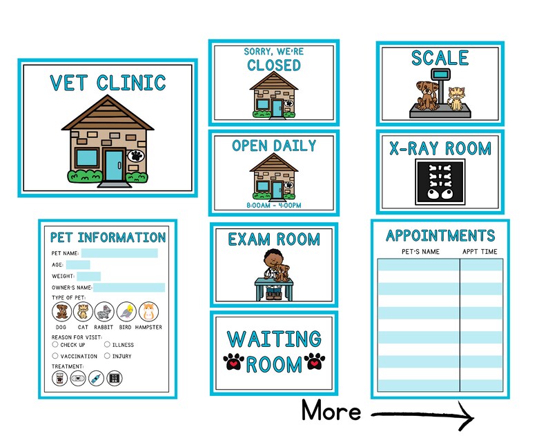 Vet Clinic Pretend Play - Printable - Dramatic Play - Instant Download ...