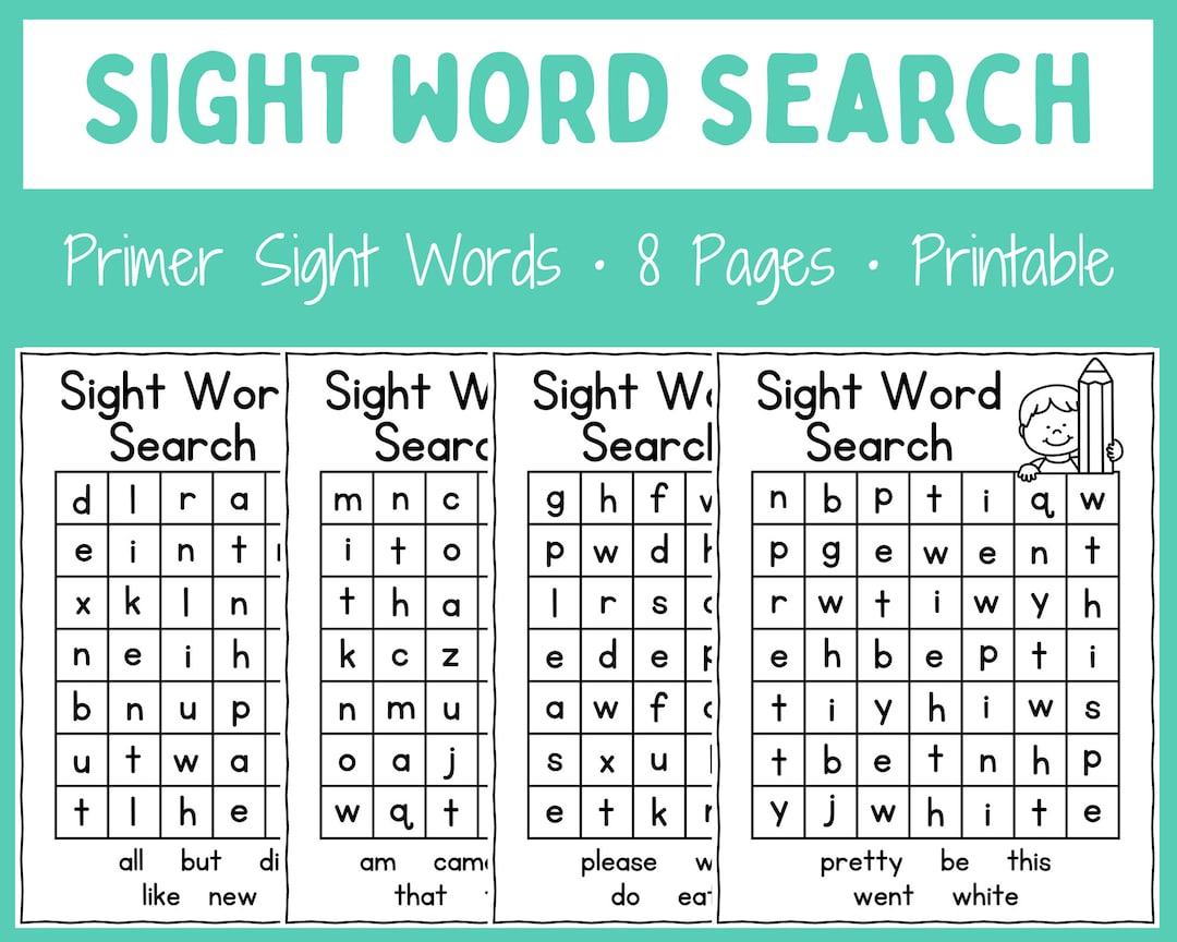 Word Search - Sight Words - Worksheet - Printable - Instant Download ...