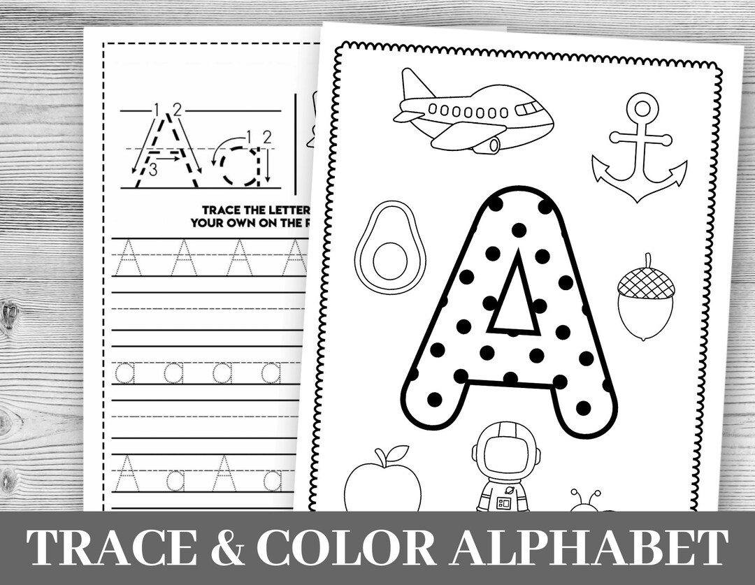 Alphabet Worksheets Printable Tracing Coloring - Etsy
