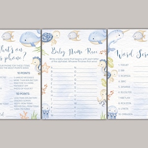 Baby Shower Games - Under the Sea - Printable - Instant Download - Etsy