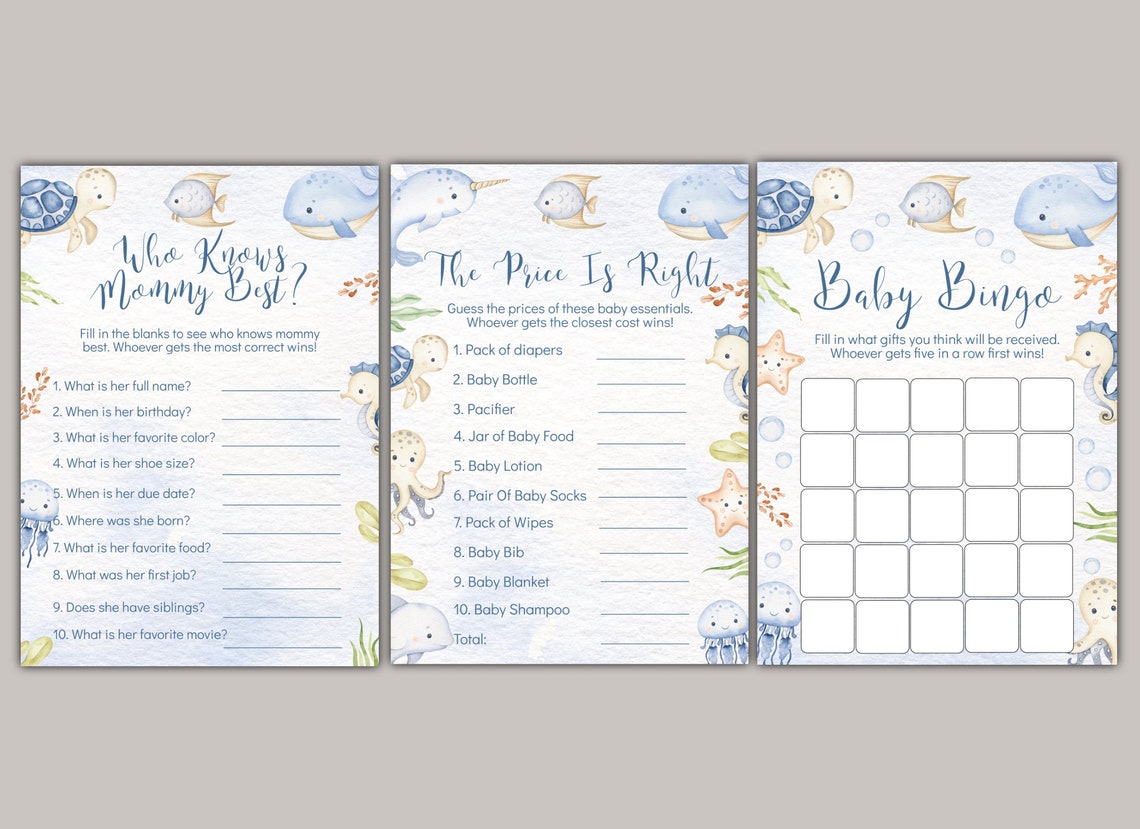 Baby Shower Games - Under the Sea - Printable - Instant Download - Etsy