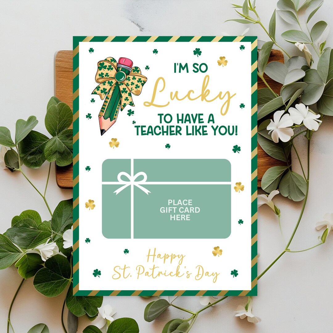 St. Patrick Gift Card Holder - Printable - Teacher Gift Idea - Instant ...