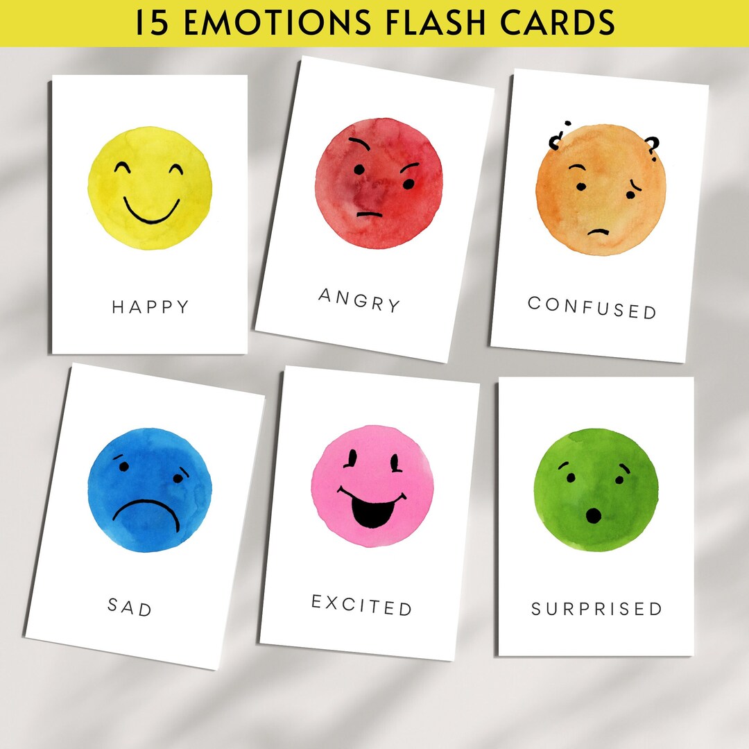 Emotion Flash Cards - Printable - Feelings - Instant Download ...