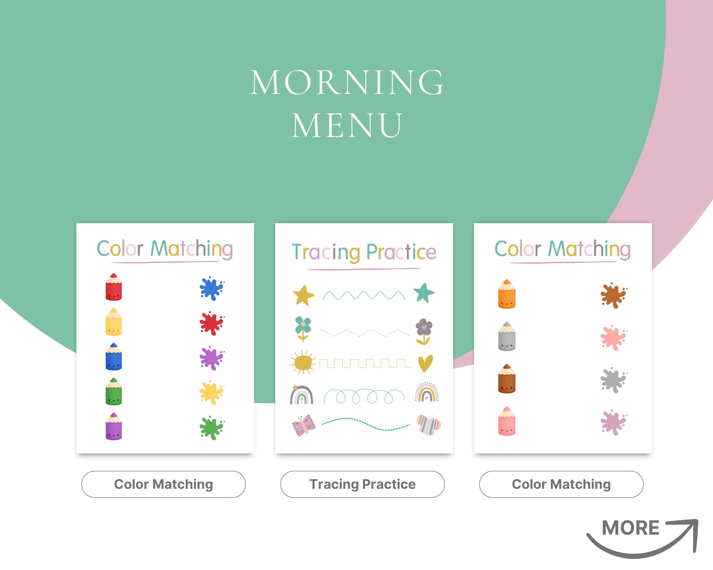 Morning Menu - Preschool - Printable - Kindergarten - Instant Download ...
