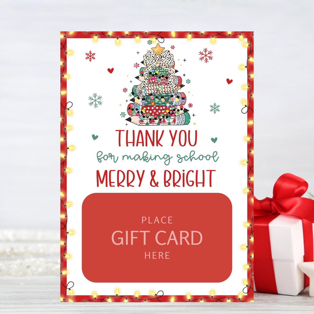 Christmas Gift Card Holder - Printable - Merry & Bright Gift Card ...