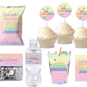 Pop It Birthday Decorations - Fidget - Editable - Printable - Chip Bag ...