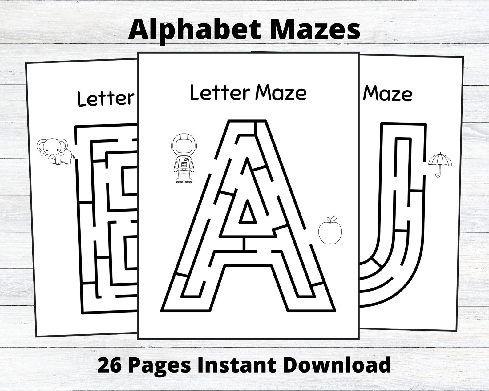 Alphabet Maze Worksheets Printable Instant Download - Etsy