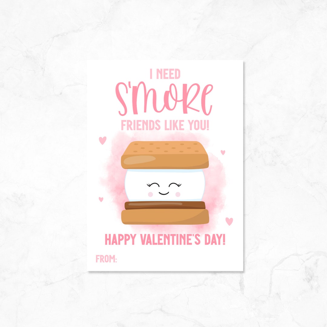 Printable S'mores Valentine Kids Valentine Card - Etsy