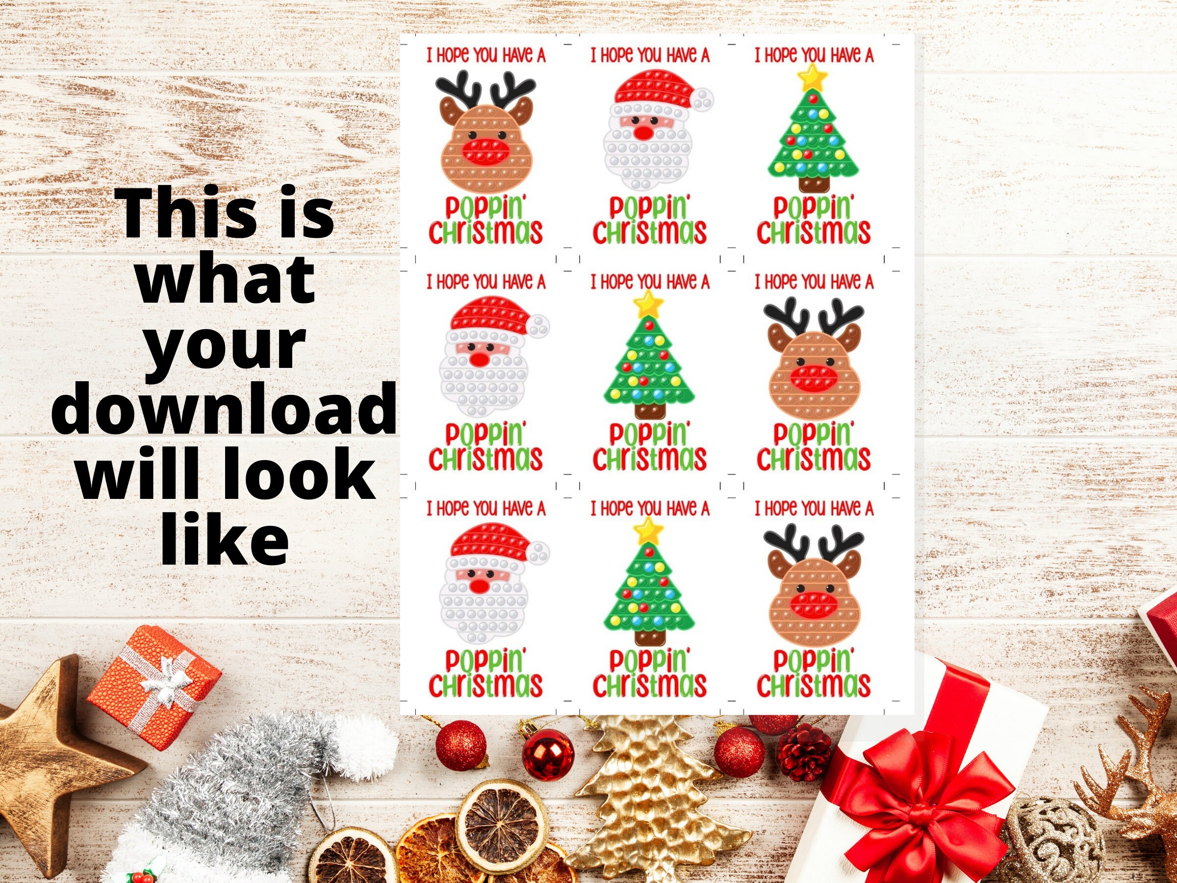 Pop It Tags - Printable - Christmas Gift Tags - Favor Tags - Instant ...