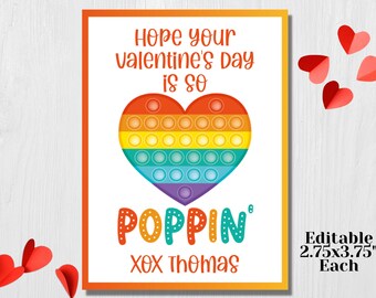 Poppin Valentine Card Printable Editable Pop It | Etsy