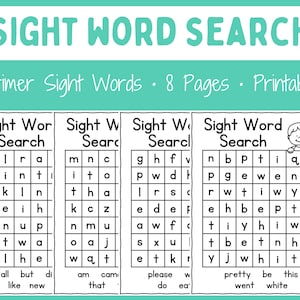 Word Search - Sight Words - Worksheet - Printable - Instant Download ...