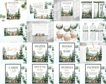 Editable Adventure Awaits Baby Shower Water Bottle Labels - Etsy