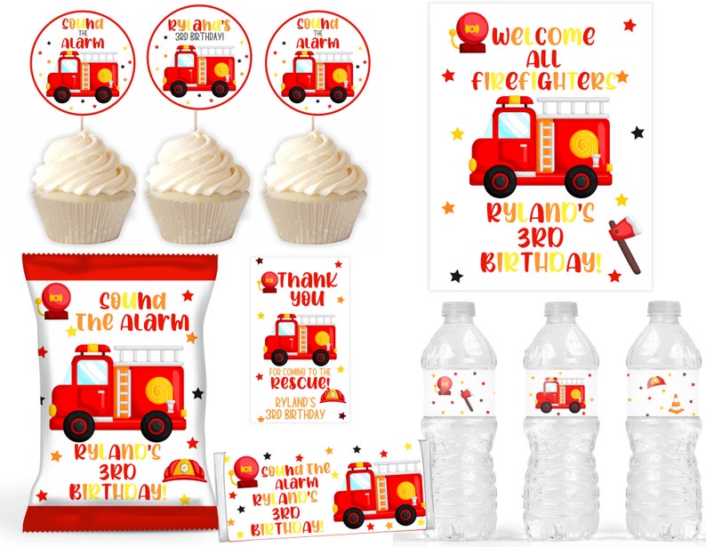 Firefighter Birthday Package Editable Printable Chip - Etsy