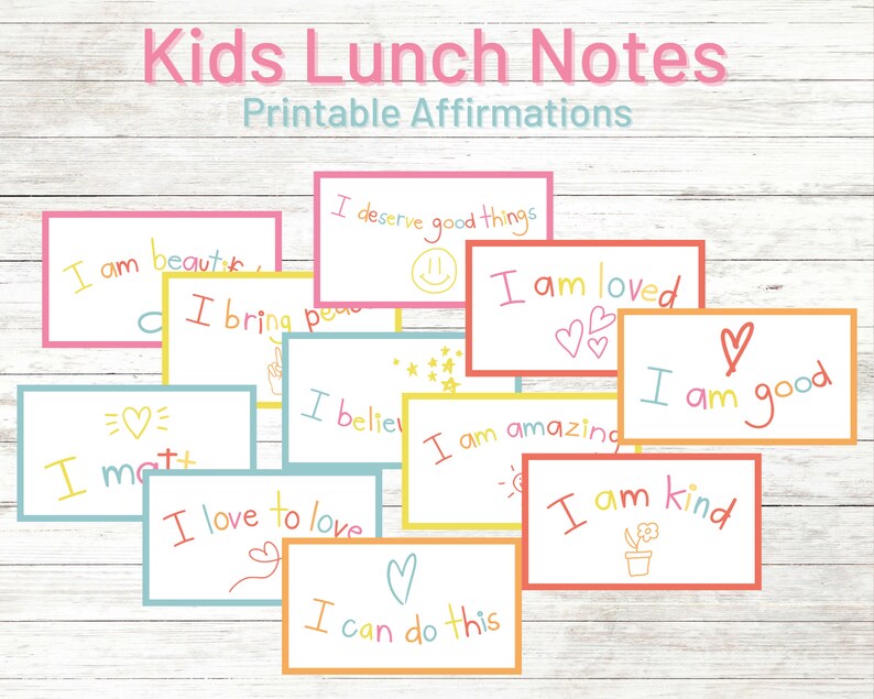 Lunch Notes Affirmations Kids Lunch Box Notes Printable - Etsy