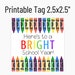Printable Tags Back to School Instant Download Bright - Etsy