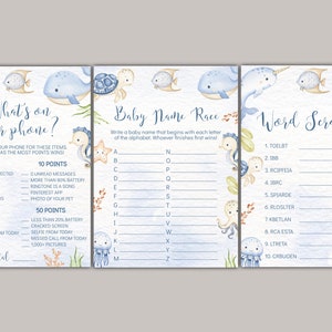 Baby Shower Games - Under the Sea - Printable - Instant Download - Etsy