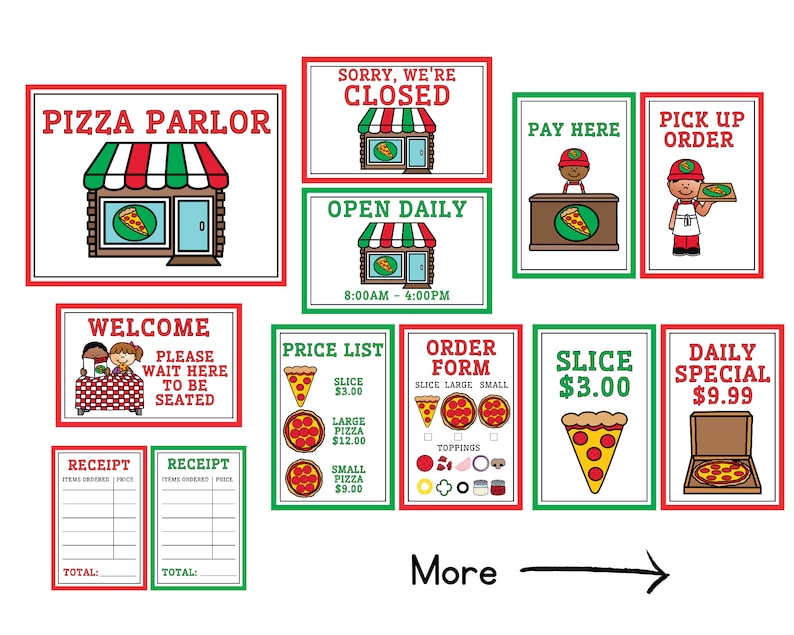 Dramatic Play Printables Pizza Parlor Pretend Play - Etsy