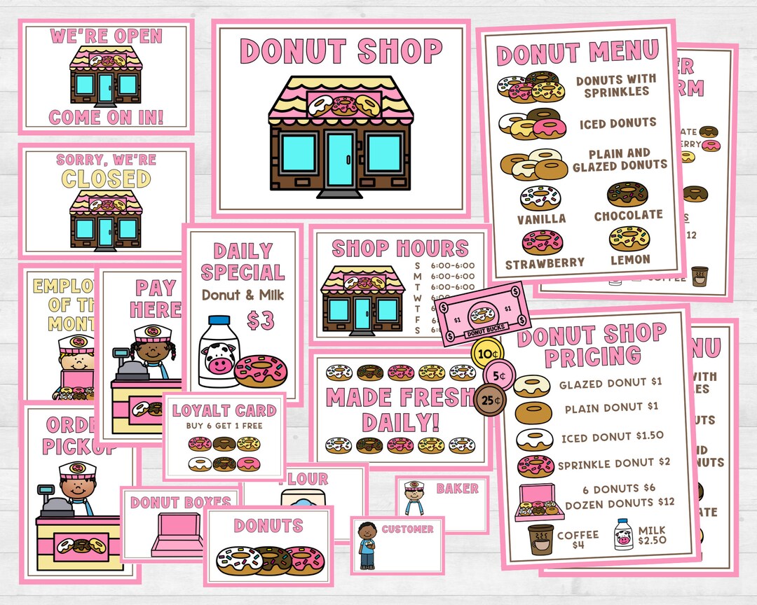 Dramatic Play - Printables - Donut Shop - Pretend Play - Instant ...
