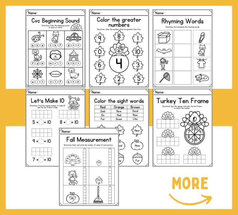 Kindergarten Worksheets - Printable - Homeschool - Teacher Resources ...