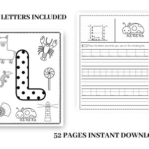 Alphabet Worksheets Printable Tracing Coloring - Etsy