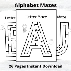 Alphabet Maze - Worksheets - Printable - Instant Download - Etsy