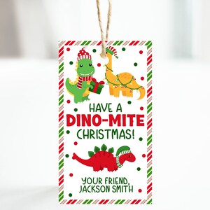 Kids Gift Tag - Editable - Printable - Dinosaur Tag - Holiday Gift Tag ...