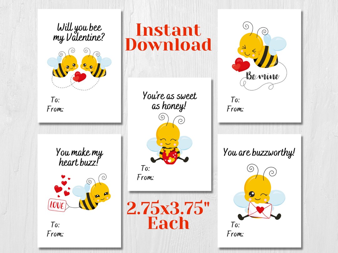 Valentine Cards - Printable - Kids Valentine Cards - Instant Download ...