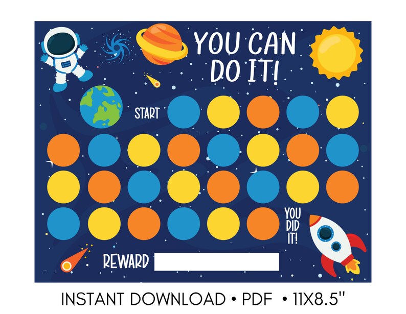 Printable Reward Chart Instant Download Outer Space Reward | Etsy