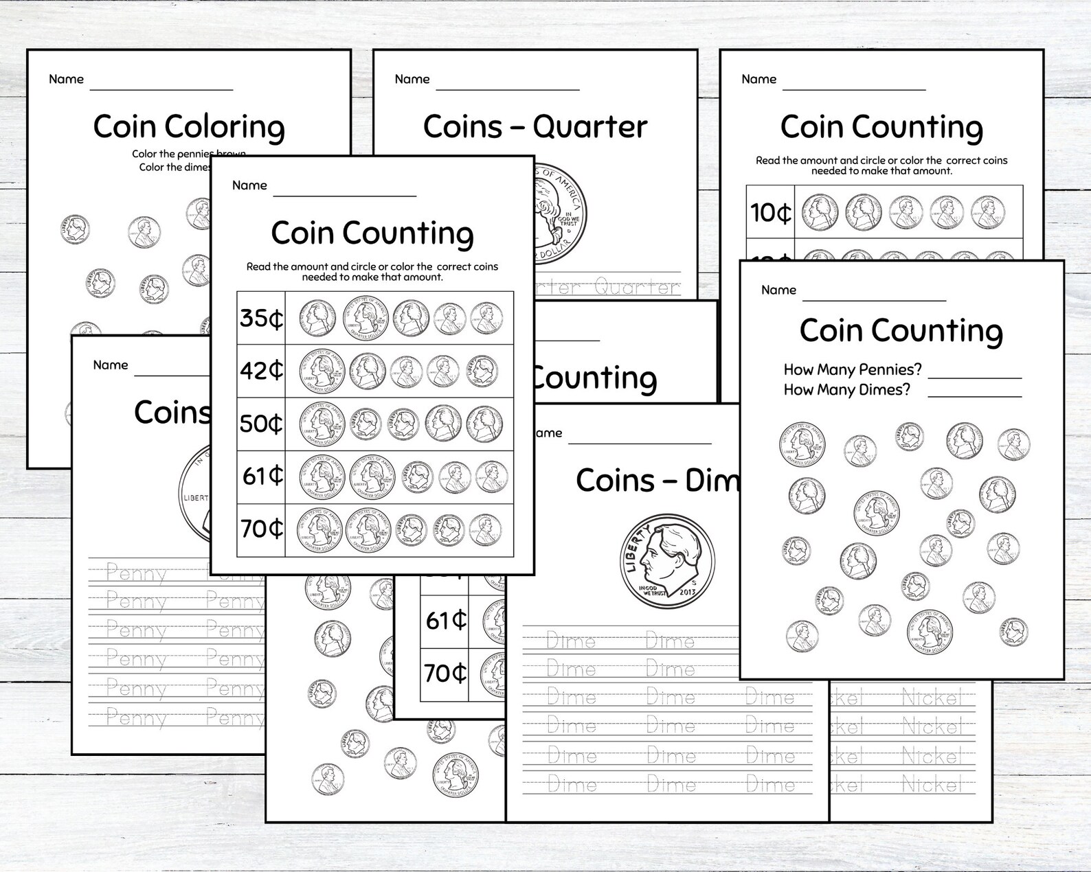 Coin Worksheets Printable Instant Download Money Worksheets - Etsy