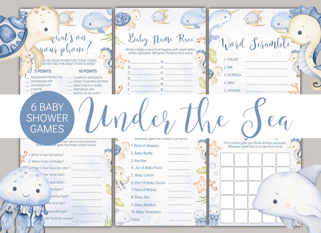 Baby Shower Games - Under the Sea - Printable - Instant Download - Etsy