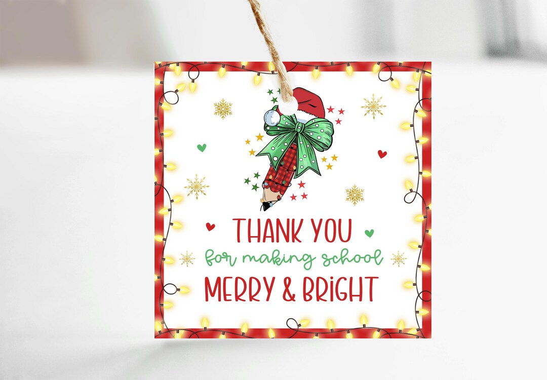 Merry and Bright Gift Tags - Printable - Christmas Gift Tags - School ...