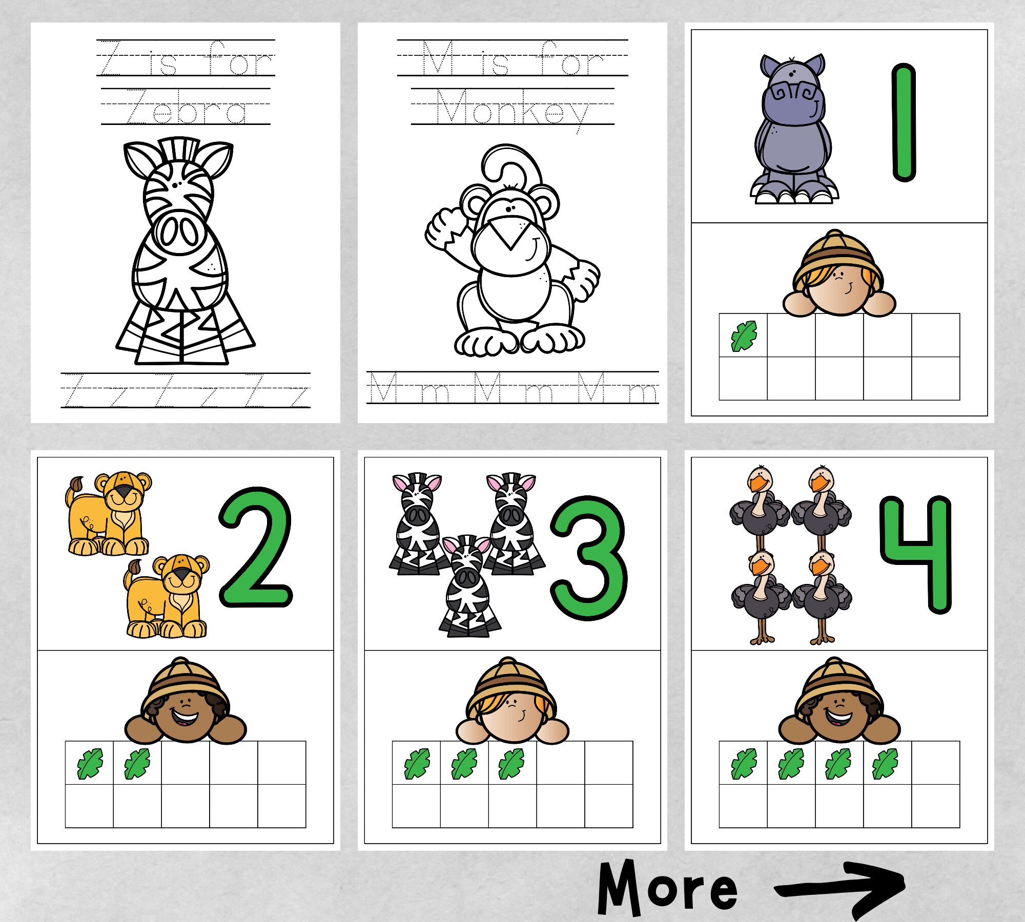 Preschool Activities - Printable - Safari - Homeschool - Teacher ...