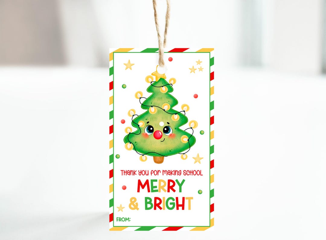 Merry and Bright Gift Tags - Christmas Class Tags - Holiday Favor Tags ...