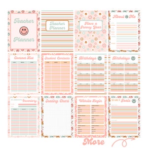 Teacher Planner - Printable - Groovy - Retro - Smile - Lesson Plan ...